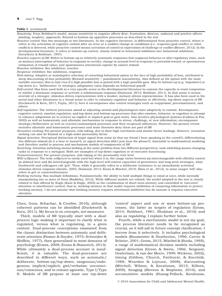Reactivity Reactive Control: Table 1 | PDF | Emotional Self Regulation ...