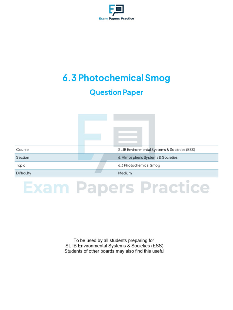 6.3 Photochemical Smog Topic Questions | PDF | Smog | Ozone