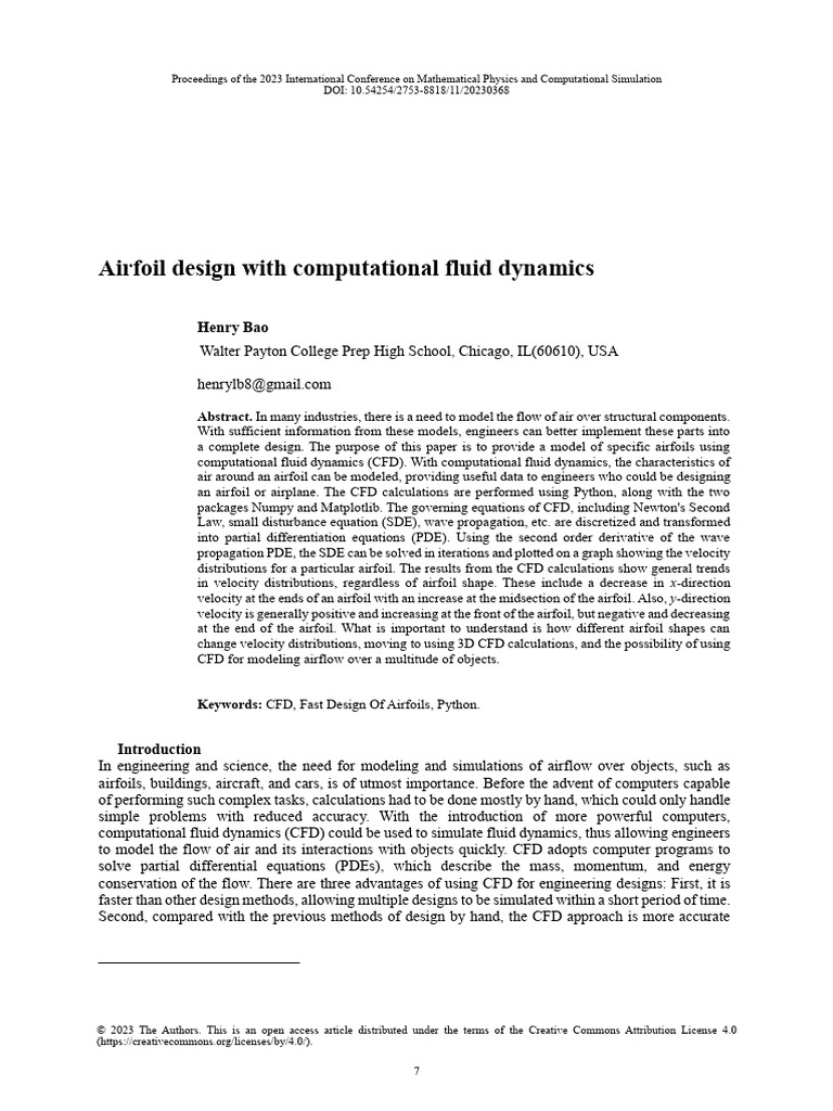 Airfoil Design With Computational Fluid Dynamics | PDF | Computational Fluid Dynamics | Fluid ...