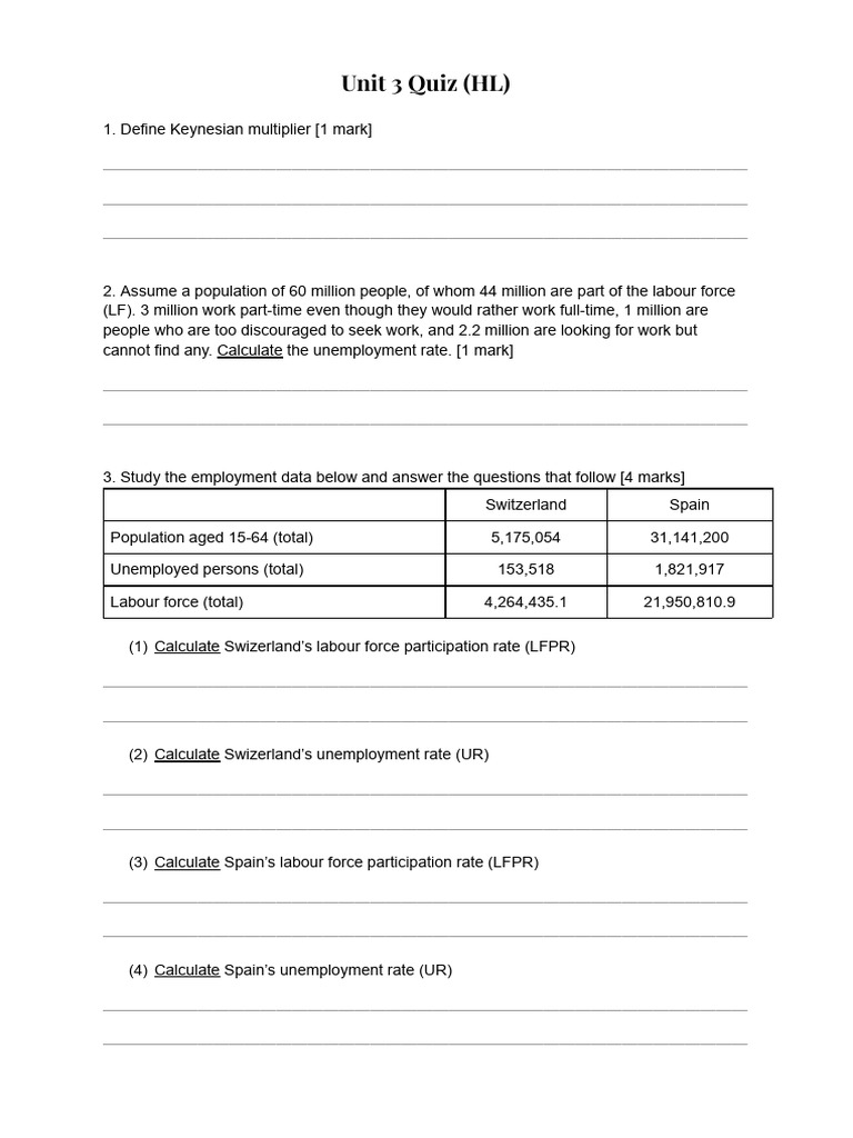 Economics Unit 3 Quiz: Key Concepts | PDF | Tax Rate | Taxes