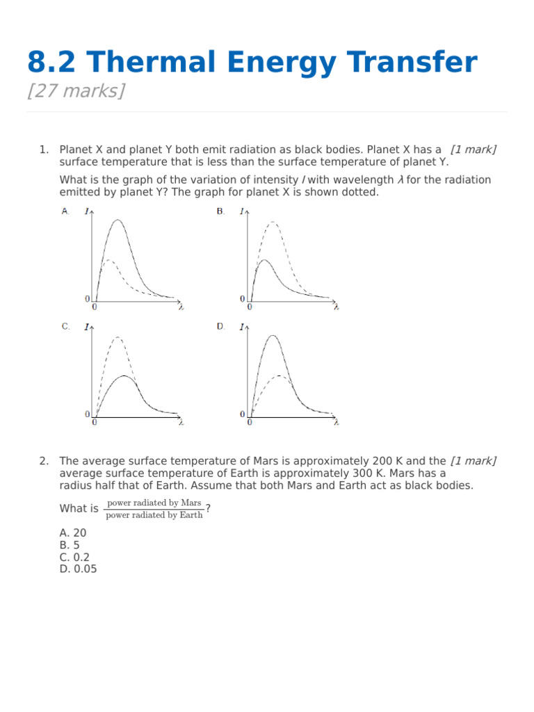 8.2 Thermal Energy Transfer | PDF | Sun | Earth