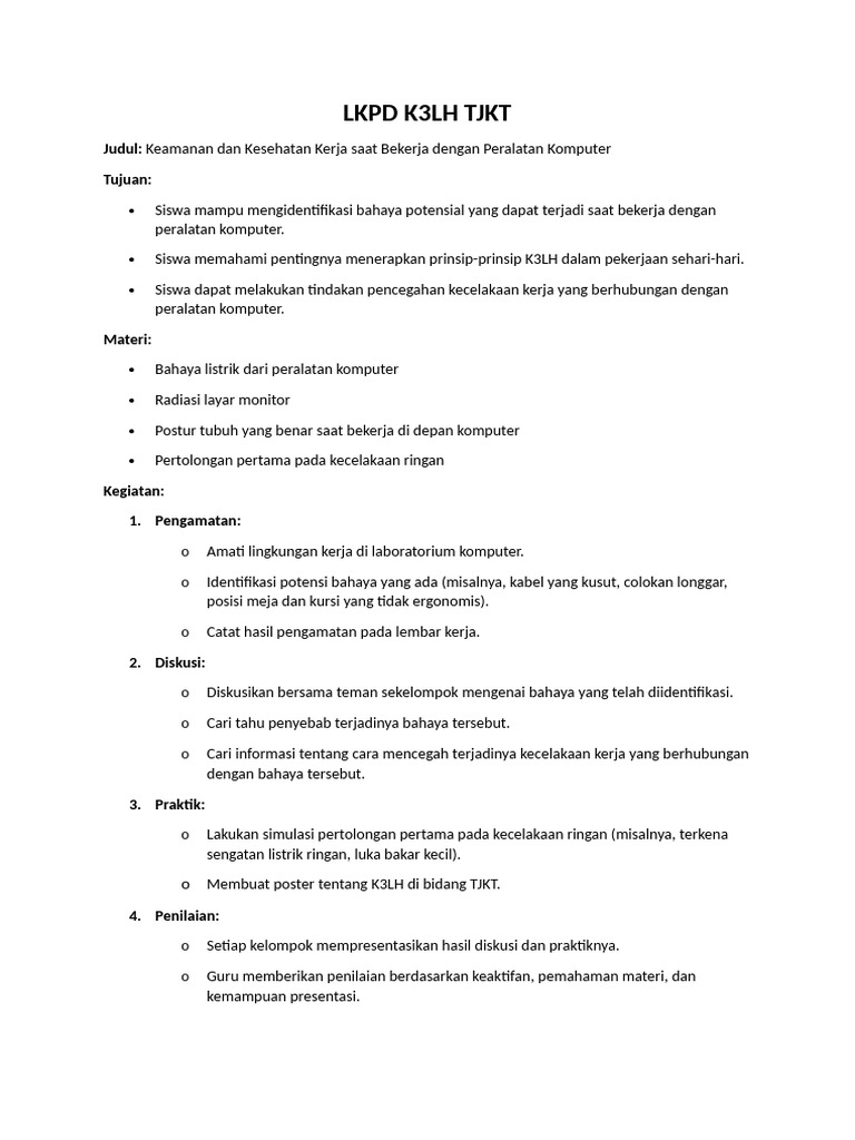 LKPD k3lh 1 TJKT | PDF