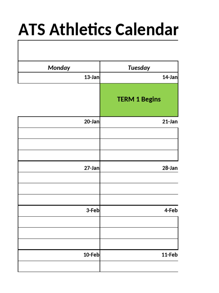2025 ATS Athletics Calendar | PDF