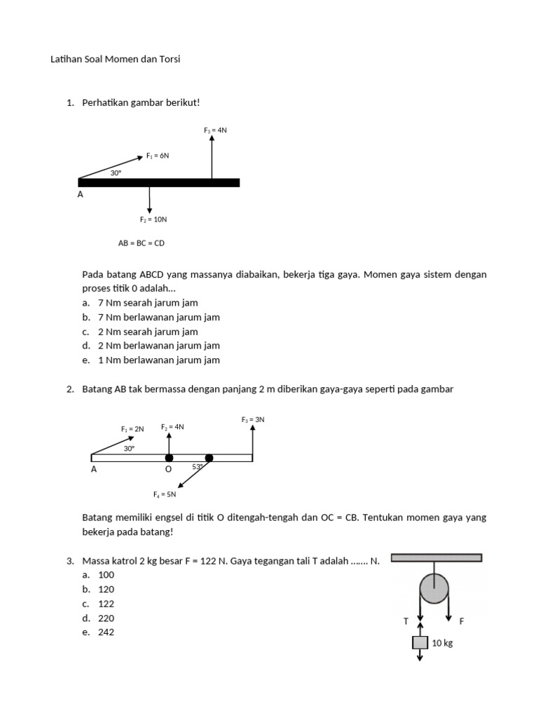 Latihan Soal Momen Dan Torsi | PDF