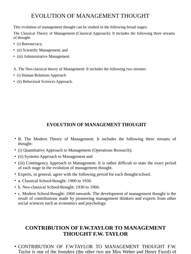 Evolution of Management Thought | PDF | Science | Liberal Arts Education