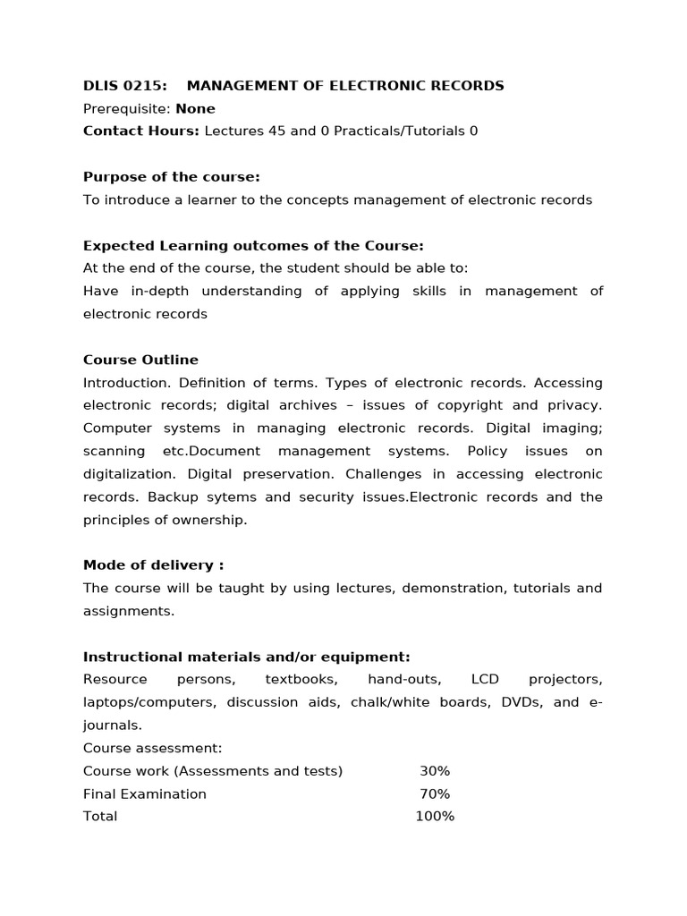 Management of Electronic Records | PDF | Marketing | Records Management