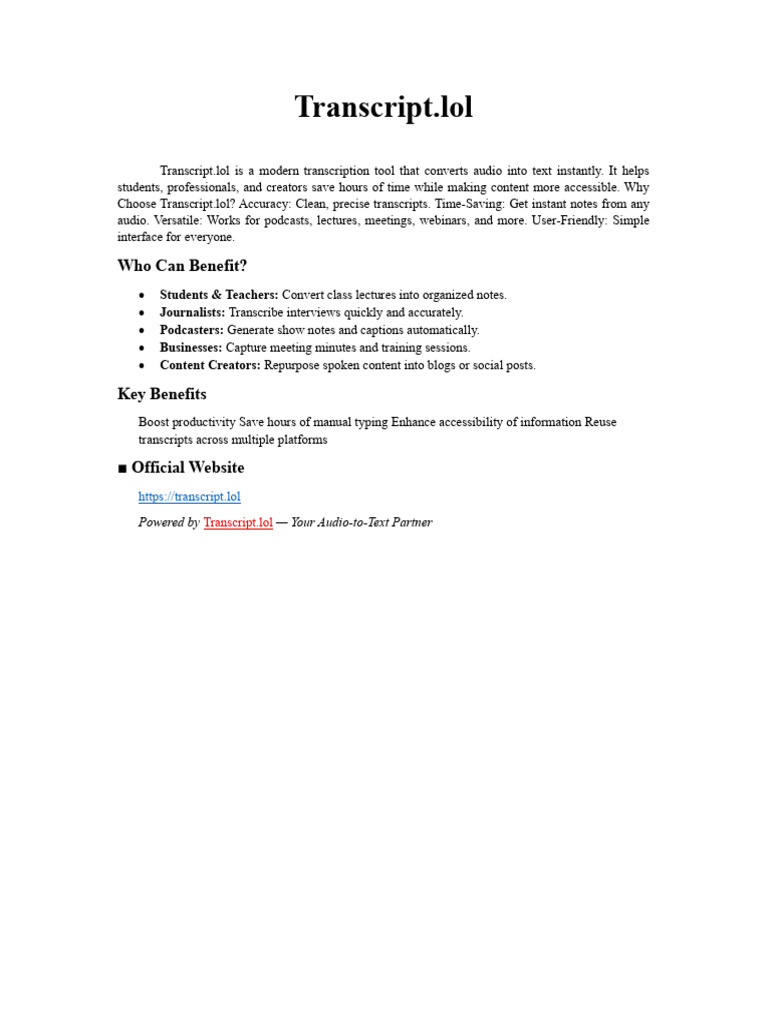 Instant Audio-to-Text Transcription Tool | PDF