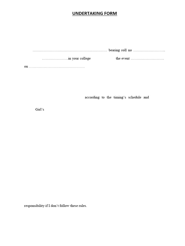 Student Undertaking Form | PDF