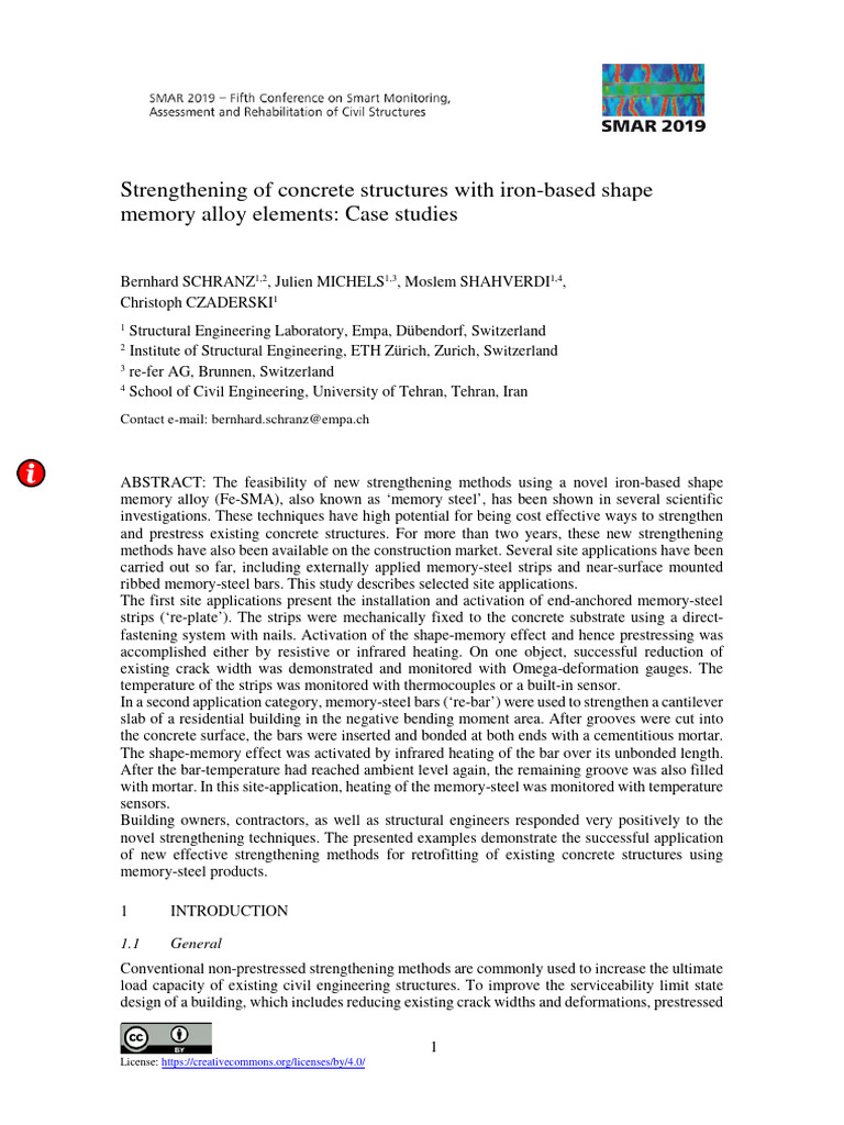 Concrete Strengthening with Memory Steel | PDF | Concrete | Reinforced ...