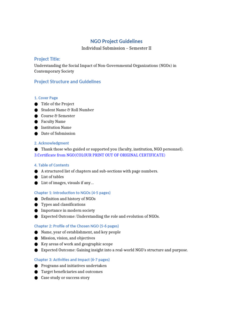 Updated NGO Project Guidelines | PDF | Non Governmental Organization