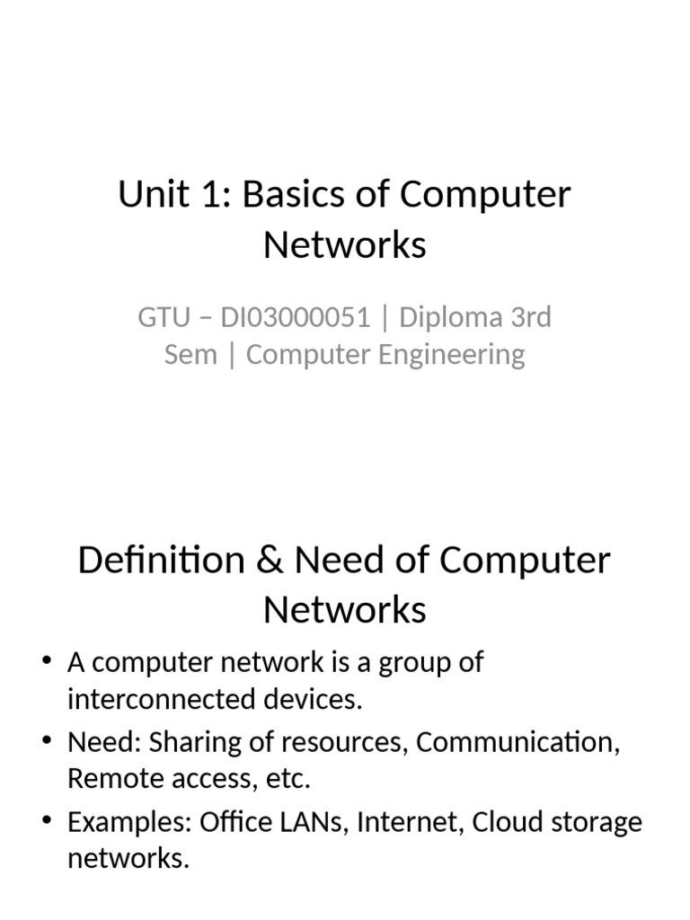 Unit 1 Basics of Computer Networks GTU | PDF