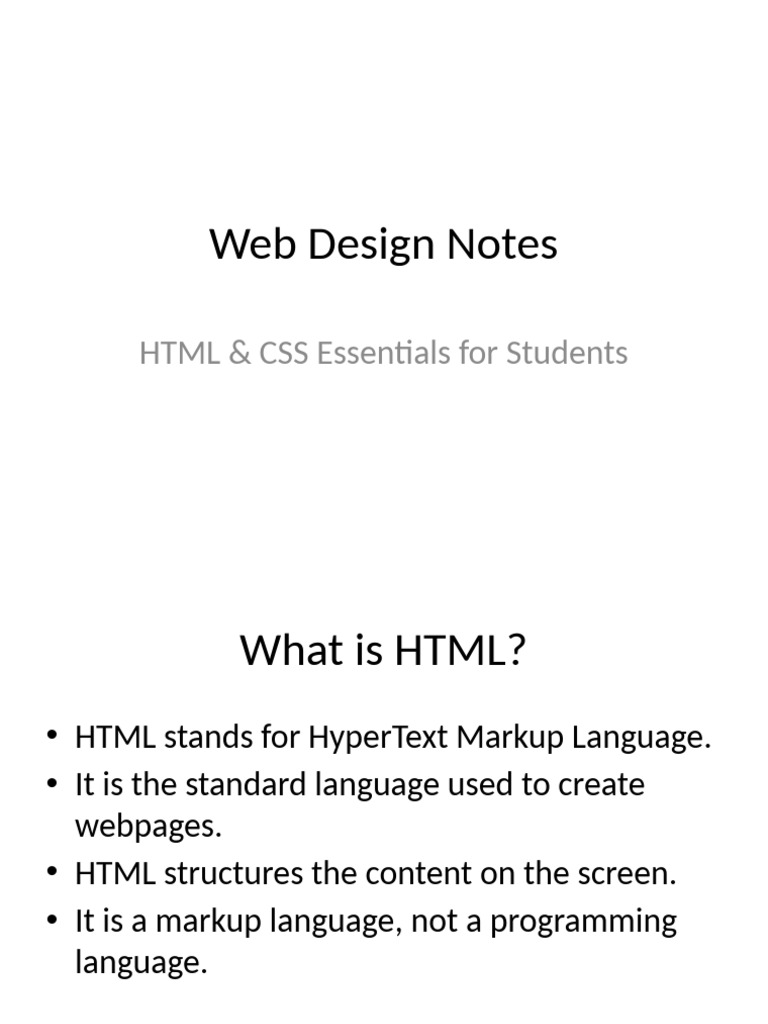 HTML & CSS Basics for Web Design | PDF | Html | Html Element