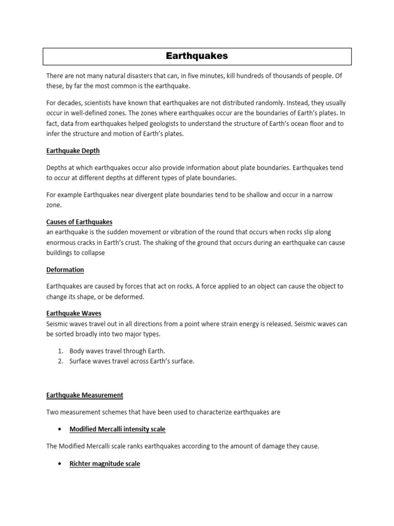 Earthquakes Natural Disasters | PDF | Volcano | Chemical Compounds