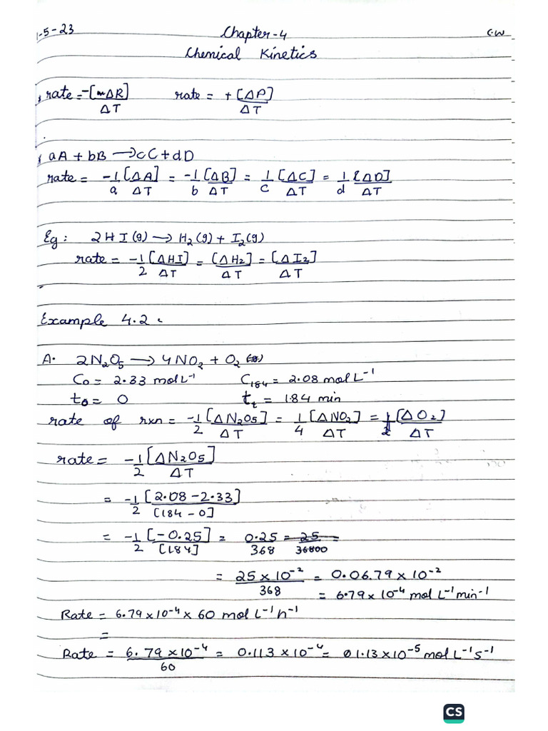 Marufa Class 12 (Chem Chemical Kinetics Hand Notes) | PDF