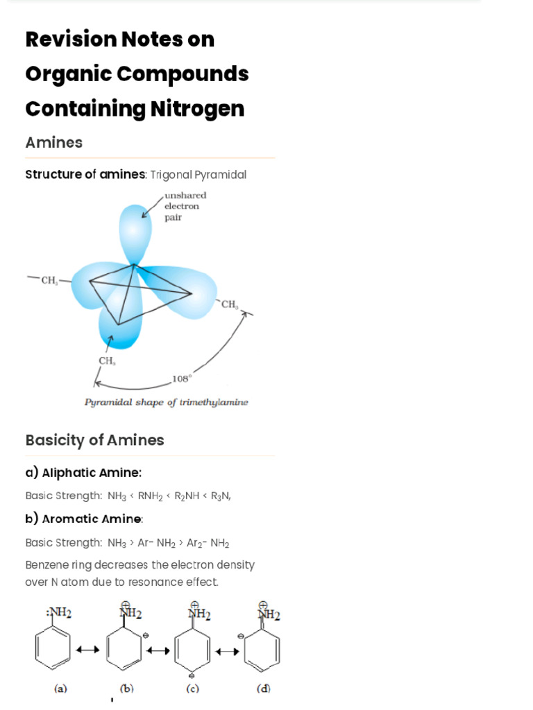 Organic Compounds Containing Nitrogen | PDF