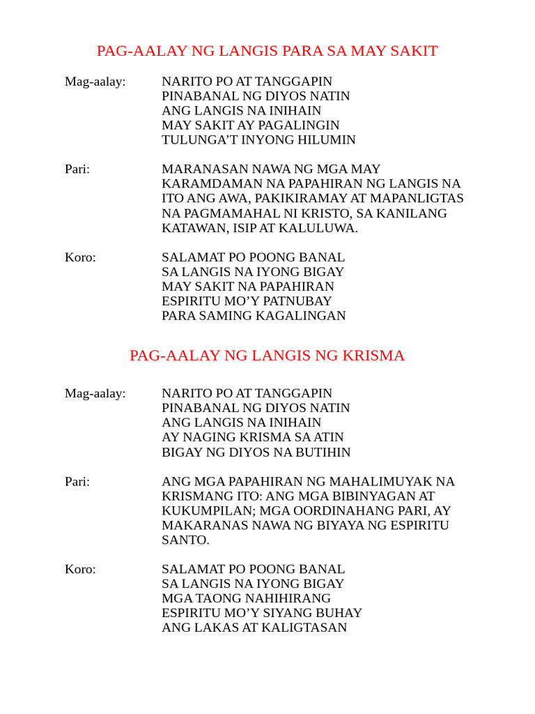 Pag-Aalay NG Langis | PDF