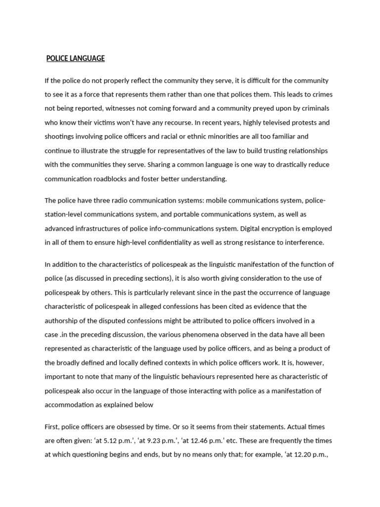 Understanding Police Language Dynamics | PDF | Police | Communication