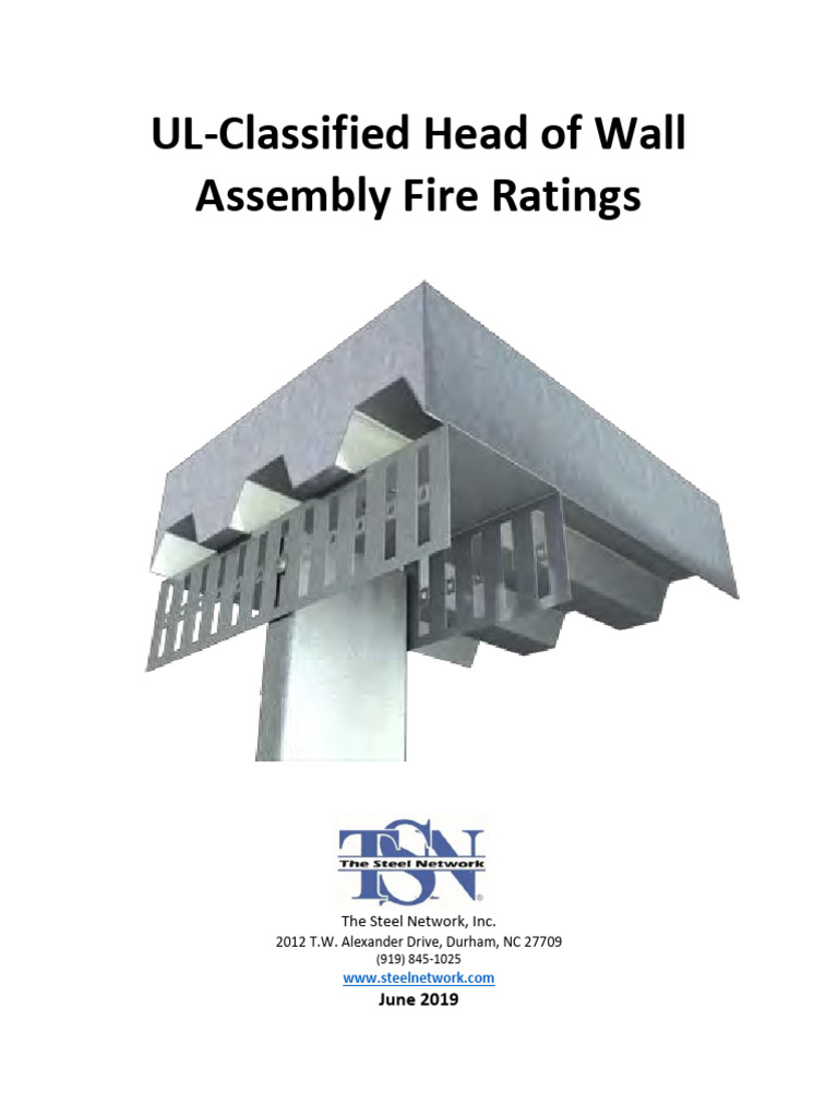 TSN Cold Formed Steel Framing Head of Wall Assembly Ul Fire Ratings ...