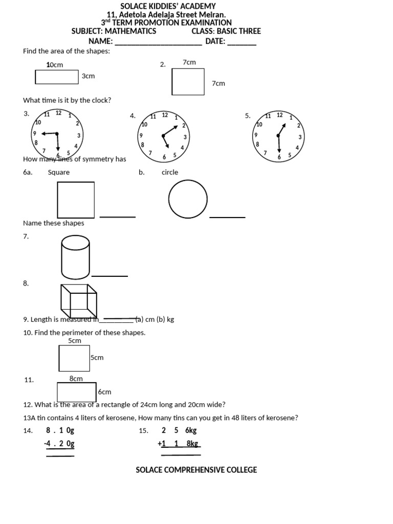 Mathematics Exam Questions for Students | PDF | Area | Odds