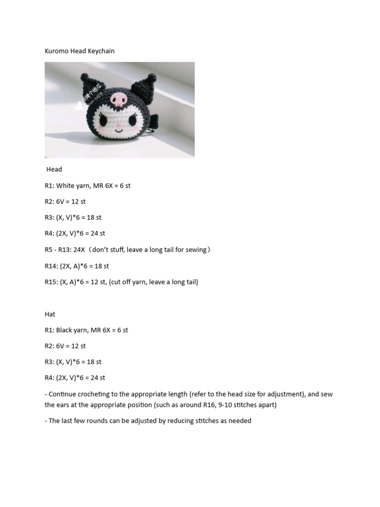 Kuromi Head Keychain | PDF