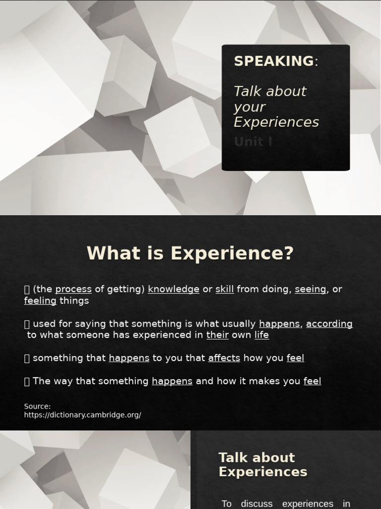 SPEAKING - Talk About Experience | PDF