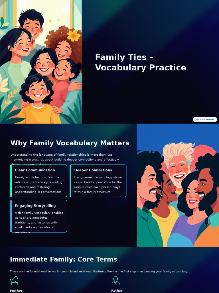 Family Ties Vocabulary Practice | PDF | Family | Sibling