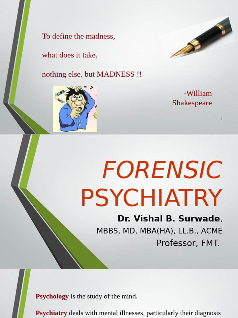 Forensic Psychiatry: Understanding Insanity | PDF | Mental Disorder ...