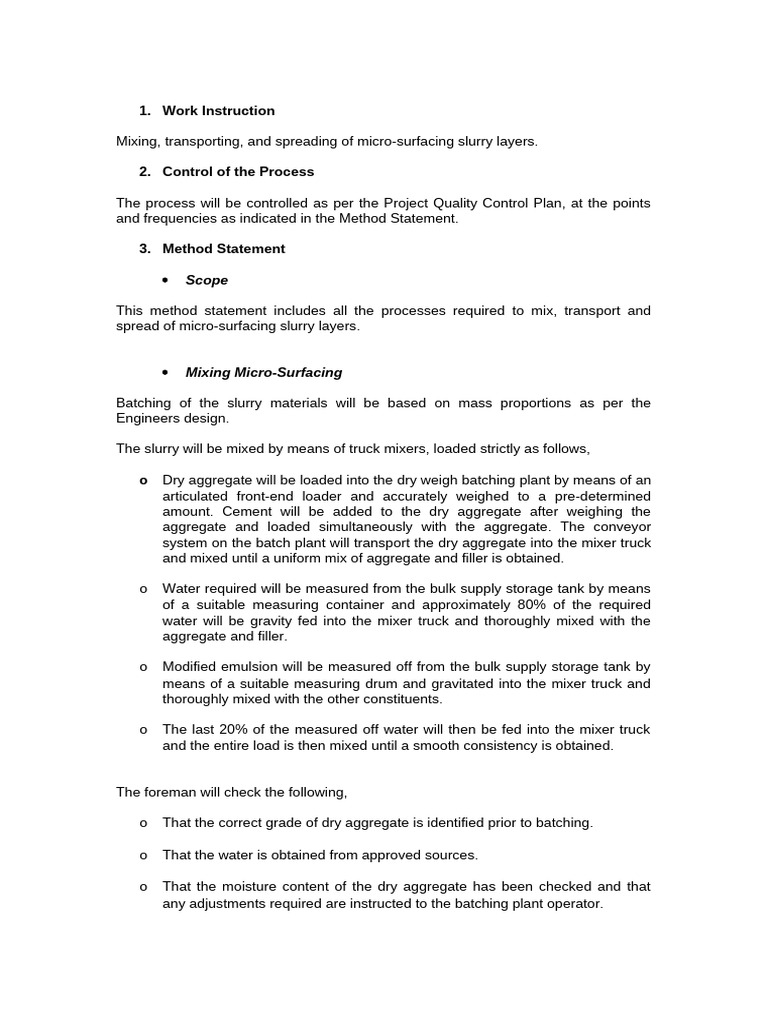 Micro-Surfacing Slurry Process Guide | PDF | Materials