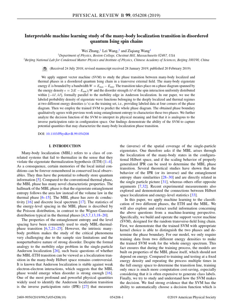 Interpretable Machine Learning Study of The Many-Body Localization ...