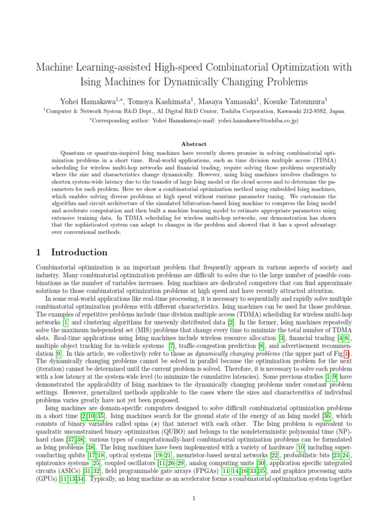 Machine Learning-Assisted High-Speed Combinatorial Optimization With Ising Machines For ...