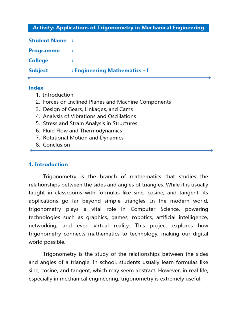 Trigonometry in Mechanical Engineering | PDF | Trigonometry | Machines