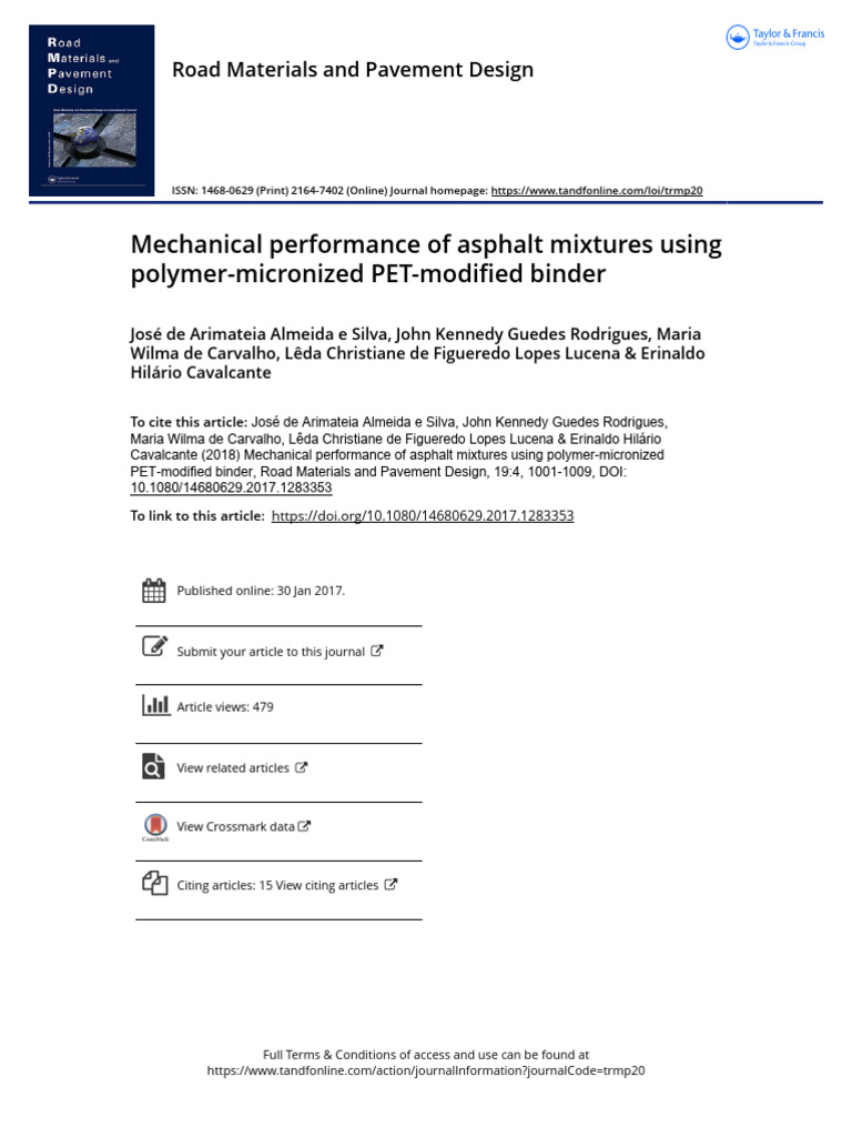 Asphalt Mixtures with Micronized PET Additive | PDF | Polymers ...