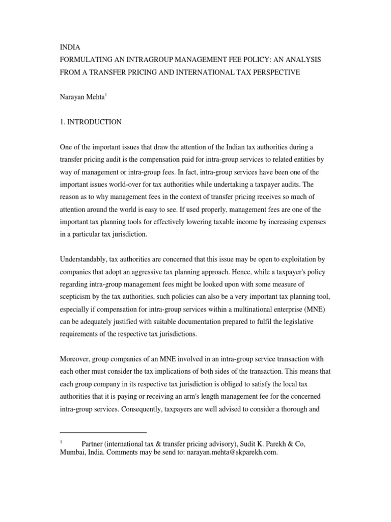 Article On MGT Fees | PDF | Taxes | Payments