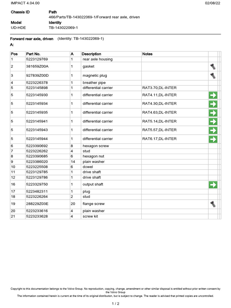 UD-HDE Forward Rear Axle Parts List | PDF | Automotive Industry ...