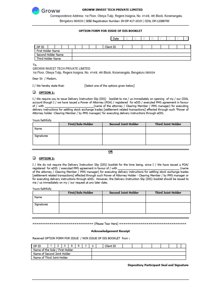 Dis Requisition Form | PDF | Equity Securities | Stock Market