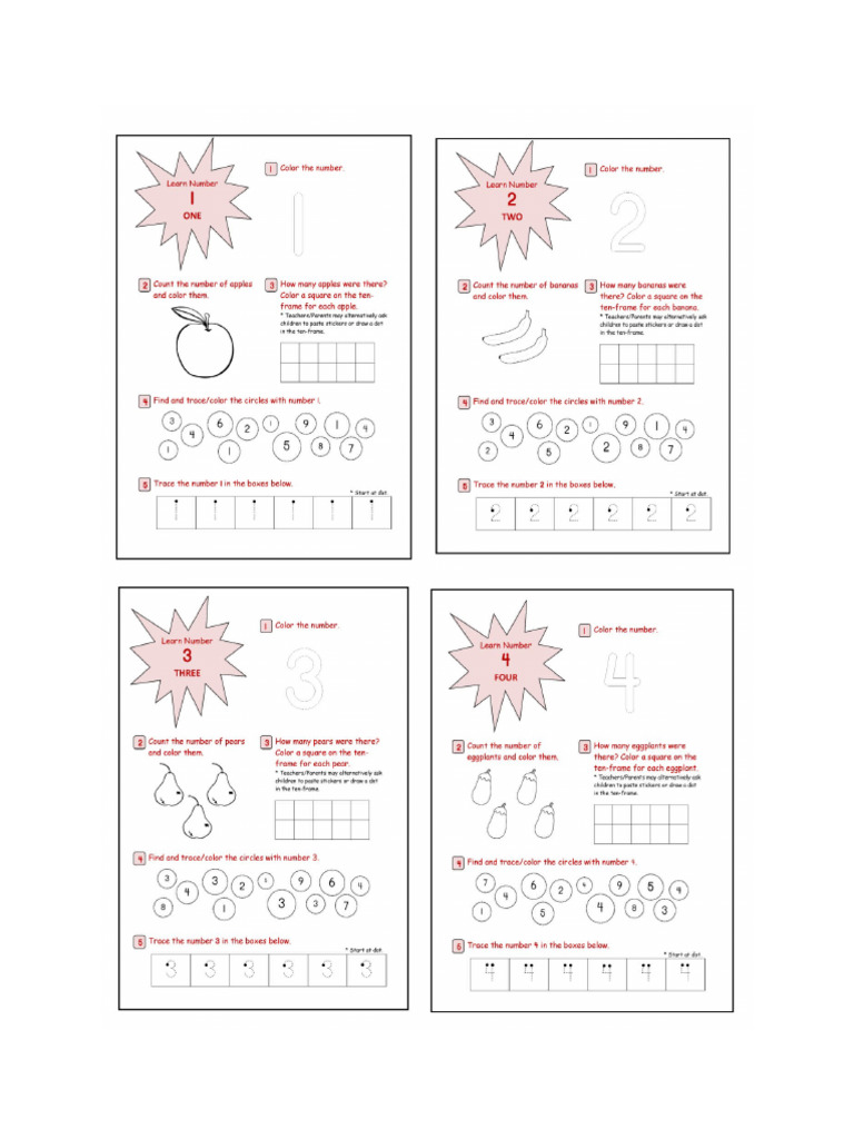 Learn Numbers Activity BW | PDF