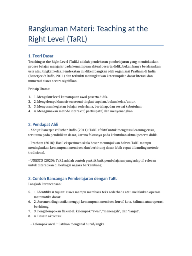 Rangkuman TaRL | PDF