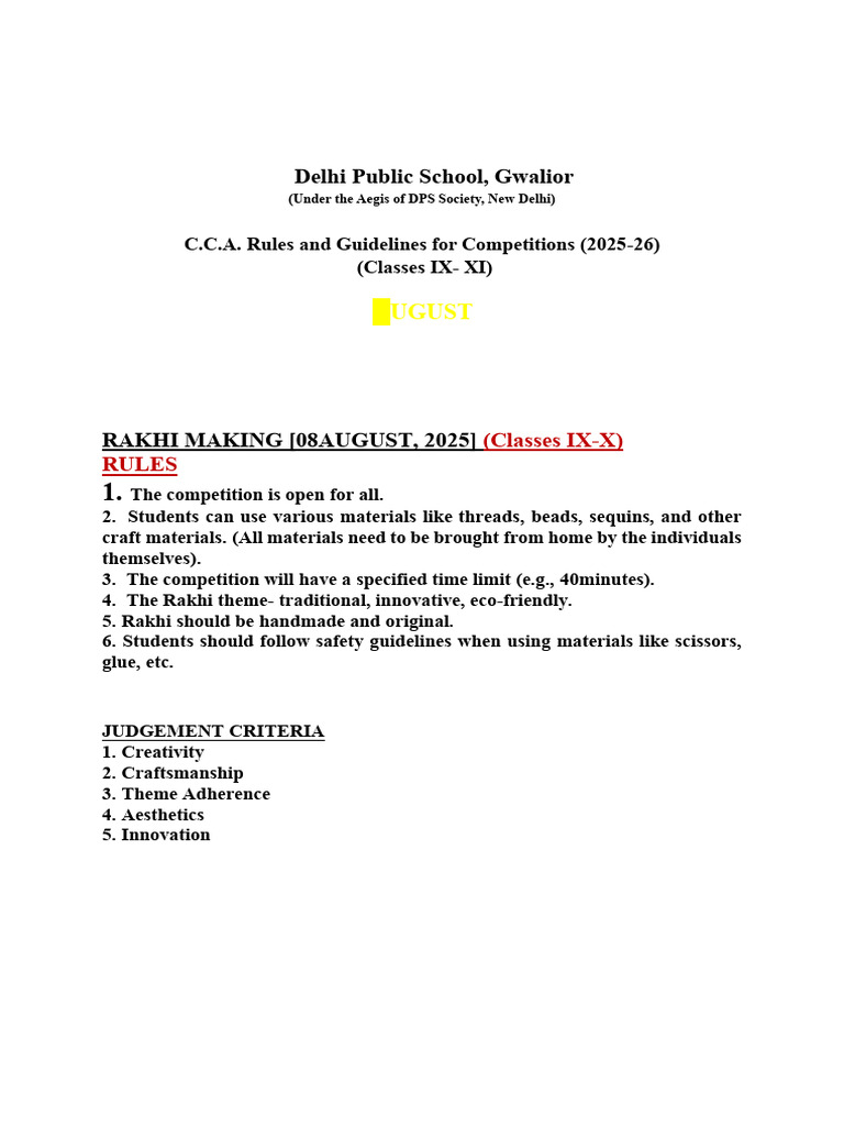 Rakhi Making Competition Guidelines | PDF