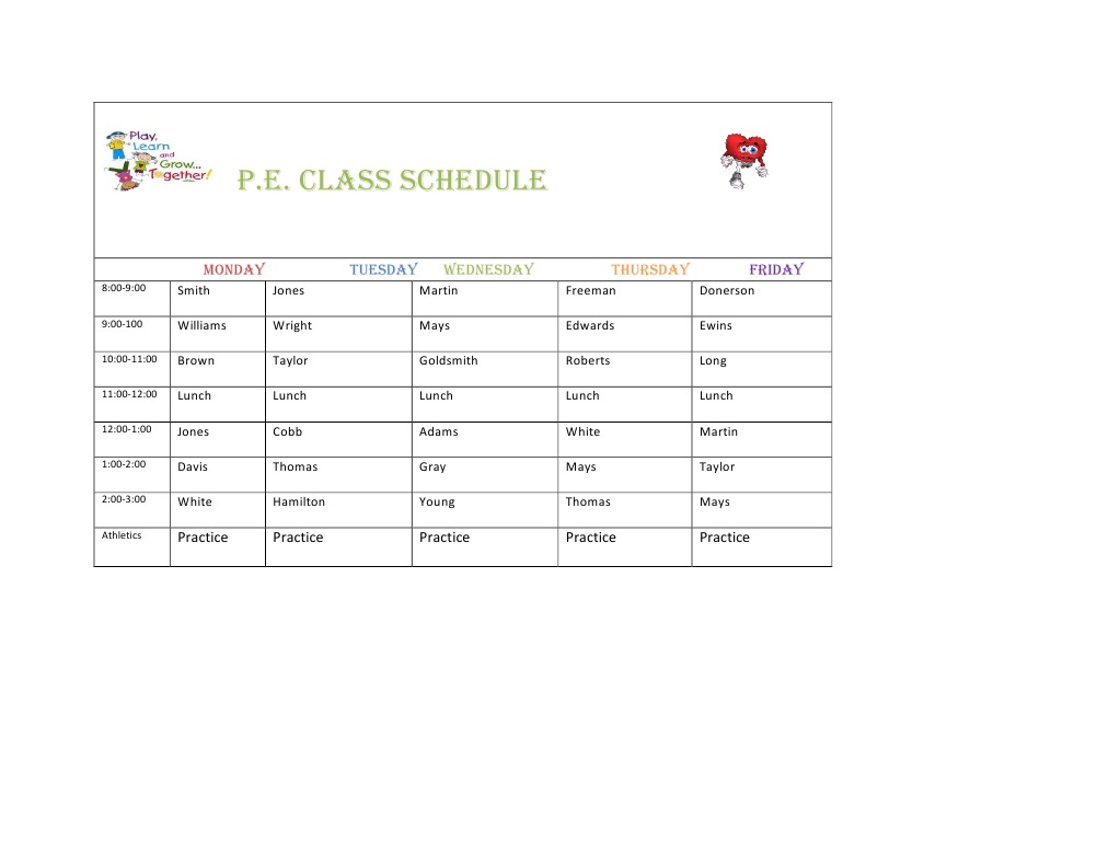 P e Schedule | PDF