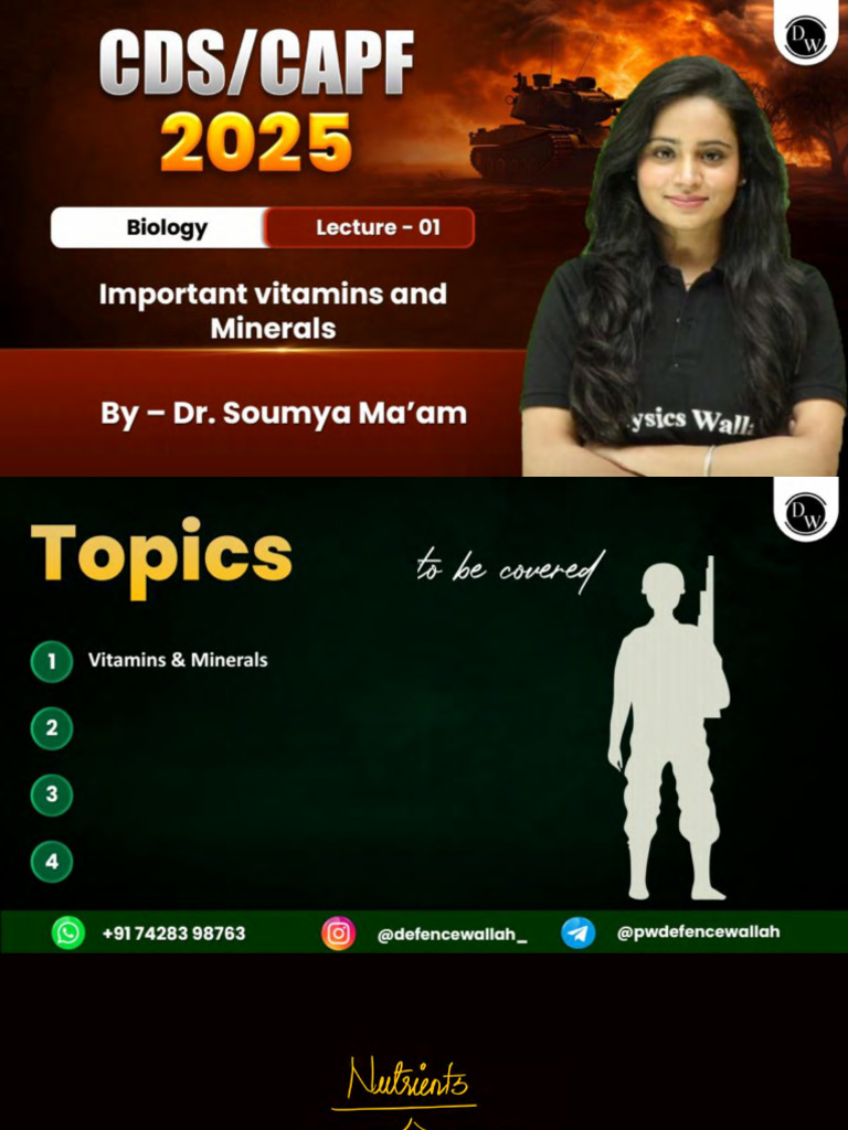 Important Vitamins and Minerals 01 Class Notes | PDF