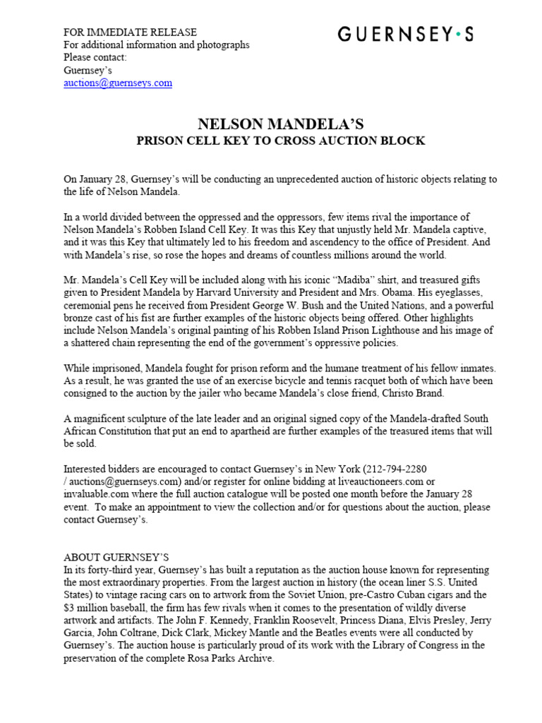 Nelson Mandela Press Release | PDF | Nelson Mandela