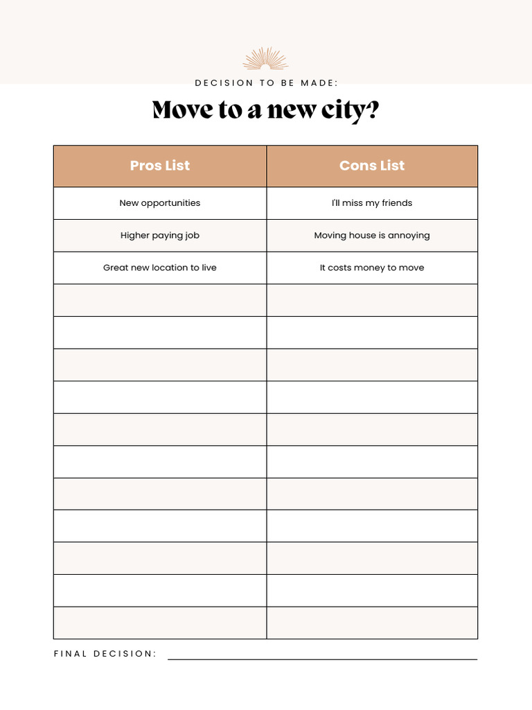Pros and Cons of Moving Cities | PDF