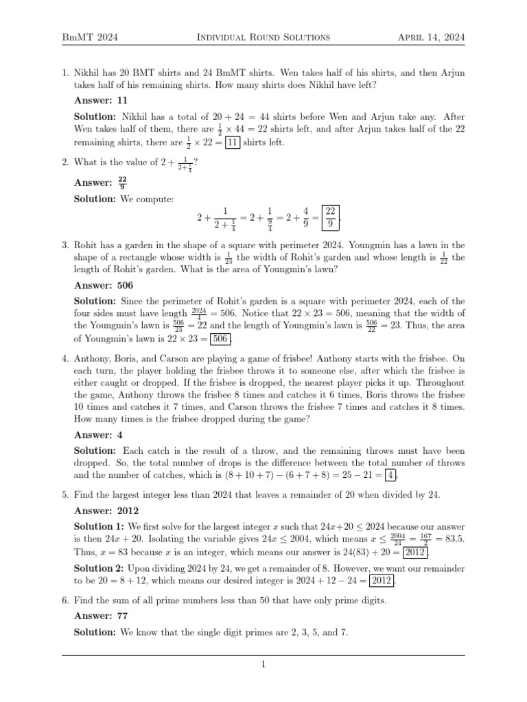 Individual Solutions | PDF | Square Root | Area