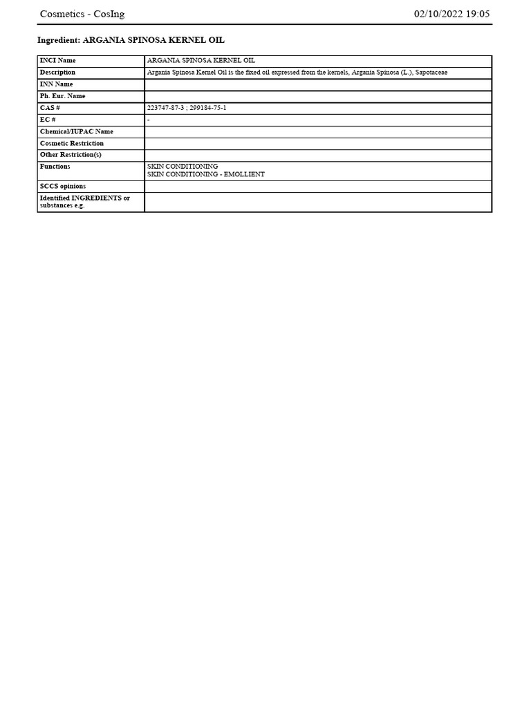 Argania Spinosa Kernel Oil | PDF