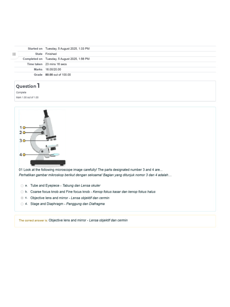 Cell and Microscope Quiz Results | PDF | Cell (Biology) | Organelle