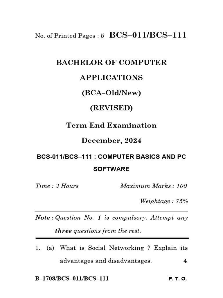BCS 011 BCS 111 | PDF | Http Cookie | Computer Network