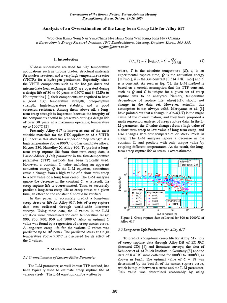 Long-term Creep Life of Alloy 617 Analysis | PDF | Creep (Deformation ...