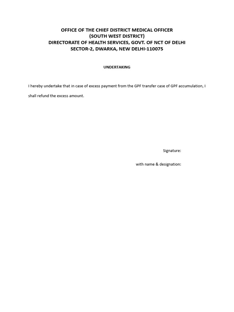 Undertaking For Over Payment | PDF
