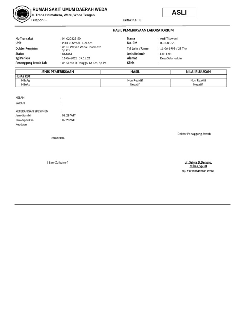 Hbsag, Hbeag, Ekg, Bmi | PDF