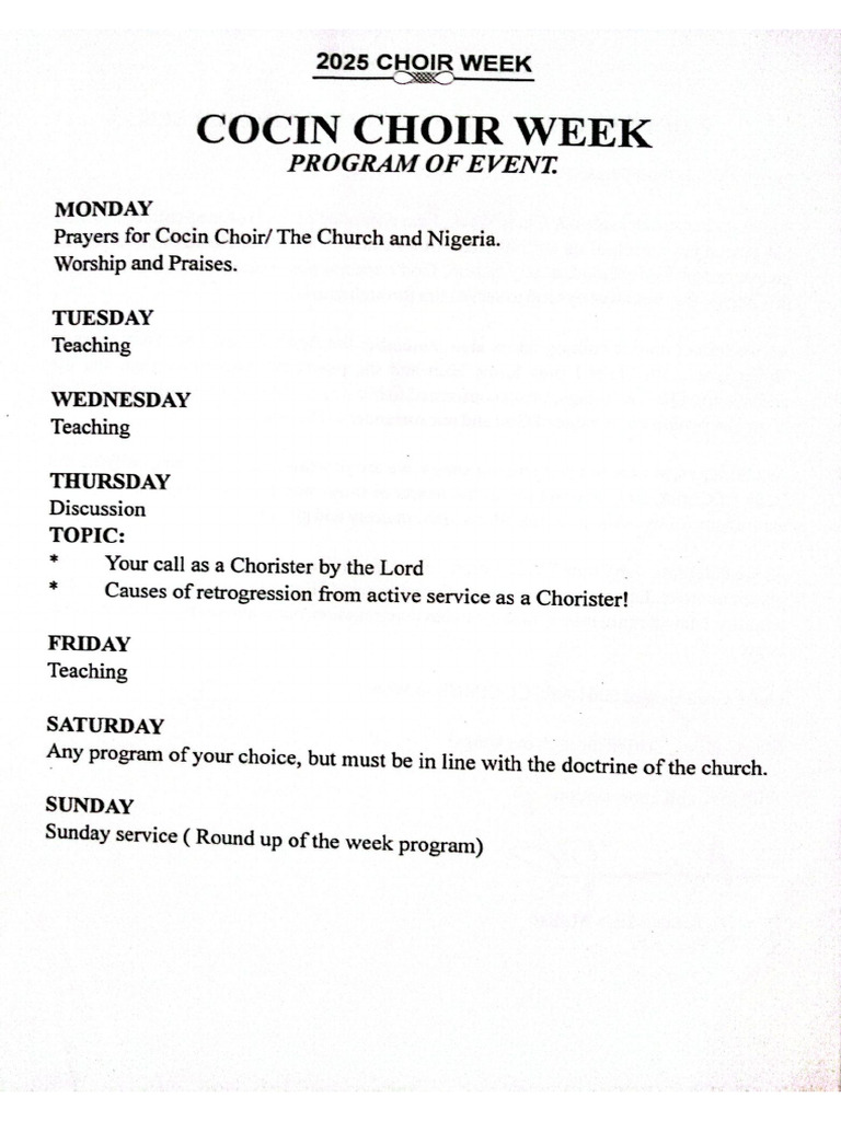 Choir Week Teaching Manual 2025 (English) | PDF